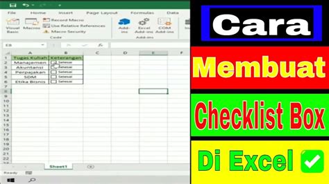 Cara Membuat Checklist Box Di Microsoft Excell Bisnis Akuntansi