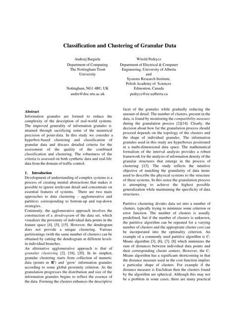 Pdf Classification And Clustering Of Granular Data