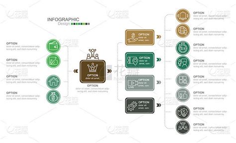 公司结构。业务层次结构组织图信息图。企业组织结构图形元素。泰国库存图，组织结构图，建筑结构