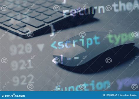 Computer And Programming Concept With The Image Of Keyboard And Mouse Next To Image Of Lines Of