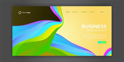 비즈니스에 대한 추상 배너 배경이있는 방문 페이지 템플릿 0명에 대한 스톡 벡터 아트 및 기타 이미지 0명 3차원 형태 가상현실 Istock