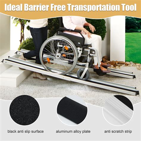 Moxufan Wheelchair Ramp 8ft Retractable 600lbs Capacity 2 Telescopic Segments Mobility Device