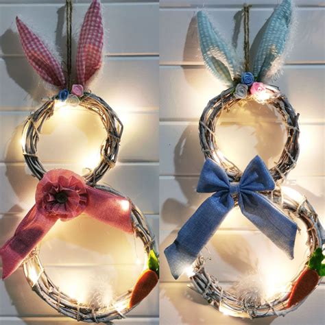 The Easter Bunny Decorated The Vine Wreath With Lights Oouchh