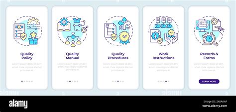 Qms Document Structure Onboarding Mobile App Screen Stock Vector Image