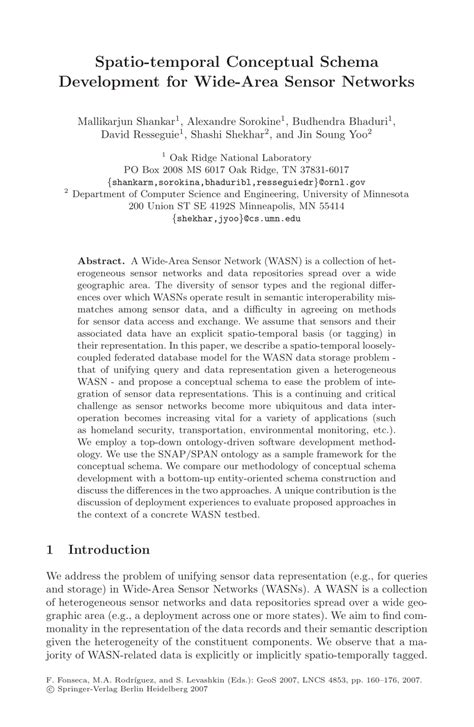 Pdf Spatio Temporal Conceptual Schema Development For Wide Area Sensor Networks