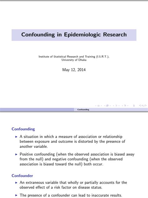 Epidemiologic Research Confounding Pdf Confounding Epidemiology