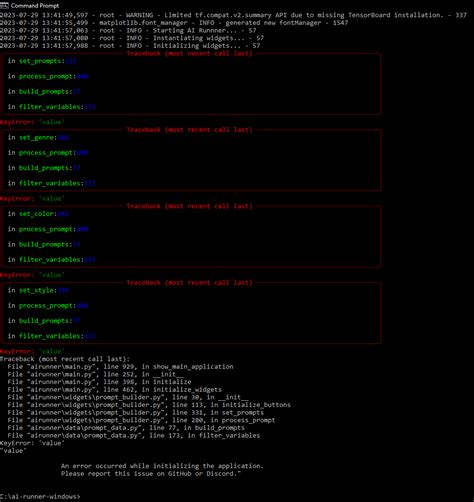 Warning Due To Missing TensorBoard Installation AI Runner With Stable Diffusion AI Art