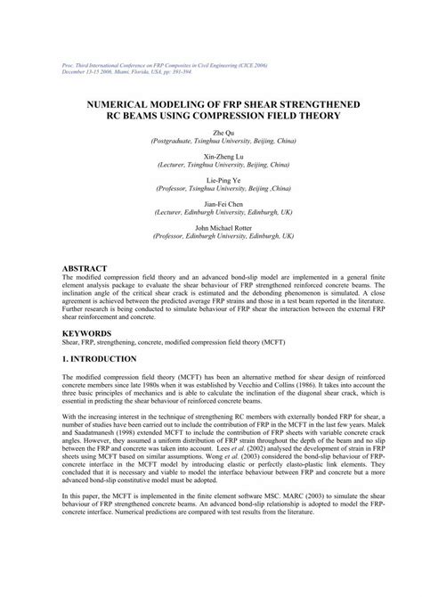Pdf Numerical Modeling Of Frp Shear … · The Modified Compression