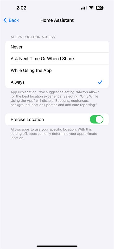 Question About Location Access Setting In Ios Mobile App Home Assistant Companion For Apple