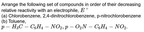 Arrange the following set of compounds in order of their decreasin
