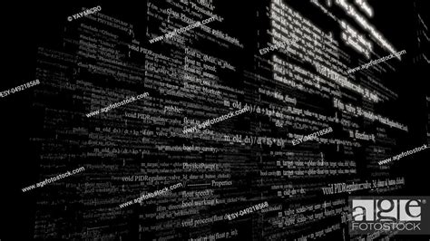 Software Source Code Layers Of Program Code On Black Background Stock