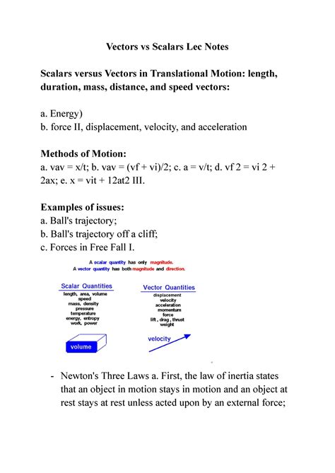 vectors vs scalars lec notes vectors vs scalars lec notes scalars