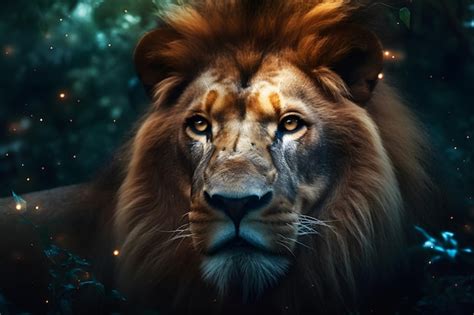 Premium Ai Image Closeup Of Lion Panthera Leo In Front Of Black Background Neural Network Ai
