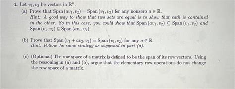 Solved Let V V Be Vectors In Rn A Prove That Chegg Com