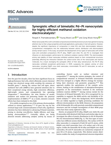 Pdf Synergistic Effect Of Bimetallic Pdpt Nanocrystals For Highly Efficient Methanol