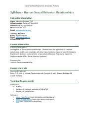 Human Sexual Behavior Relationships Syllabus Cal Poly Pomona Course Hero