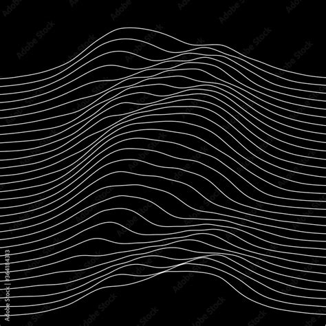 Abstract Black And White Line Art With Curvature And Overlapping