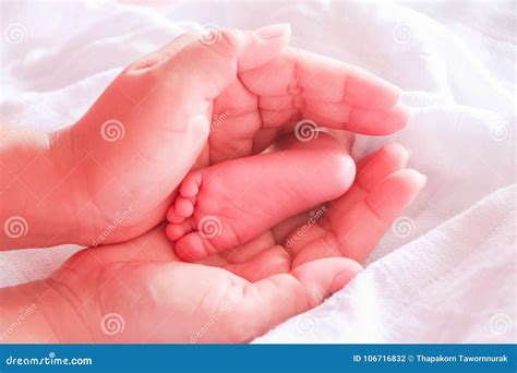 Mother Holding Baby Feet Stock Photo Image Of Holding