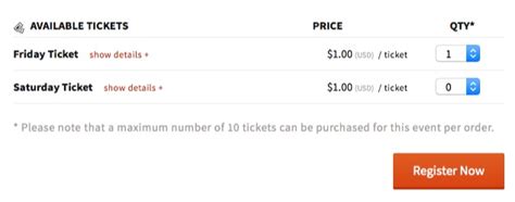 embed event registration or ticket options into other sites event