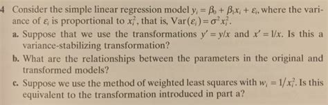 Solved Consider The Simple Linear Regression Model Y I Chegg