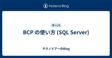 BCP の使い方 SQL Server テクノドアのBlog