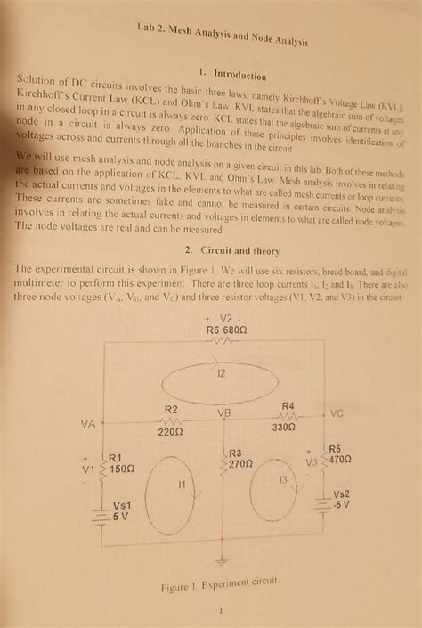 Solved Lab 2 Mesh Analysis And Node Analysis 1
