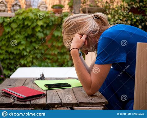 Hunched Woman Typing On Computer Keyboard At Table Stock Image CartoonDealer Com