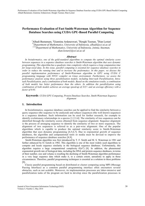 Pdf Performance Evaluation Of Fast Smith Waterman Algorithm For