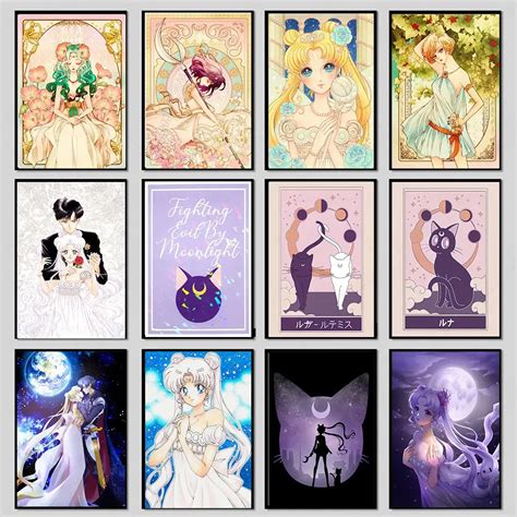 Anime Sch Nes M Dchen Druckt Seemann Mond Poster Wand Kunst Leinwand Malerei Cartoon Wand Bilder