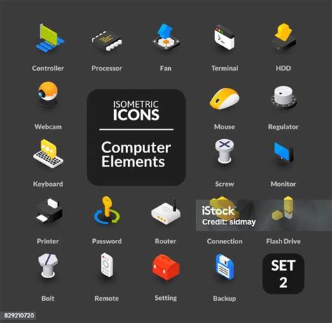 컬러 아이콘 설정 평면 아이소메트릭 그림 스타일 벡터 컬렉션 운영체제에 대한 스톡 벡터 아트 및 기타 이미지 운영체제 3차원 형태 라우터 Istock