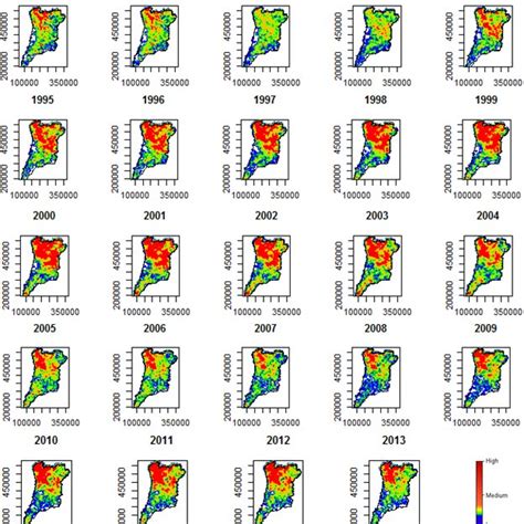 Yearly Three Dimensional Space Time Kernel Density Estimation