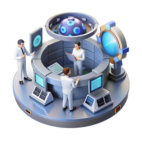 Futuristic Control Center Scientists Monitoring System 56411848 Png