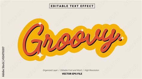 Editable Groovy Font Design Alphabet Typography Template Text Effect Lettering Vector