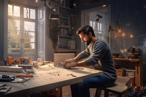 Premium Photo Dynamic Image Of A Person Engaged In A Diy Home Generative Ai