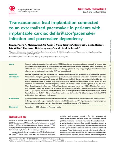 Pdf Transcutaneous Lead Implantation Connected To An Externalized