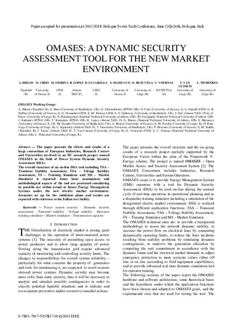Pdf Omases A Dynamic Security Assessment Tool For The New Market