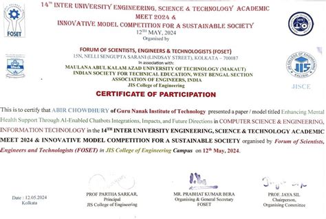 Abir Chowdhury On Linkedin Gnit 14th Inter University Engineering