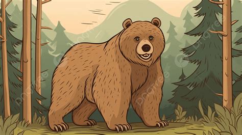 만화 갈색 곰 숲에 서 인쇄 가능한 곰 그림 음식으로 가득 찬 인쇄 가능한 프레임 만화 배경 일러스트 및 사진 무료 다운로드 Pngtree