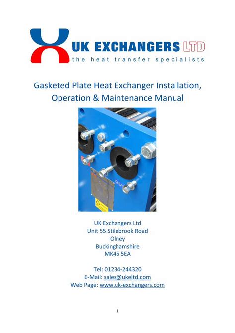 PDF Gasketed Plate Heat Exchanger Installation Operation