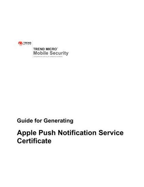 Apple Push Notification Service Certificate Trend Micro