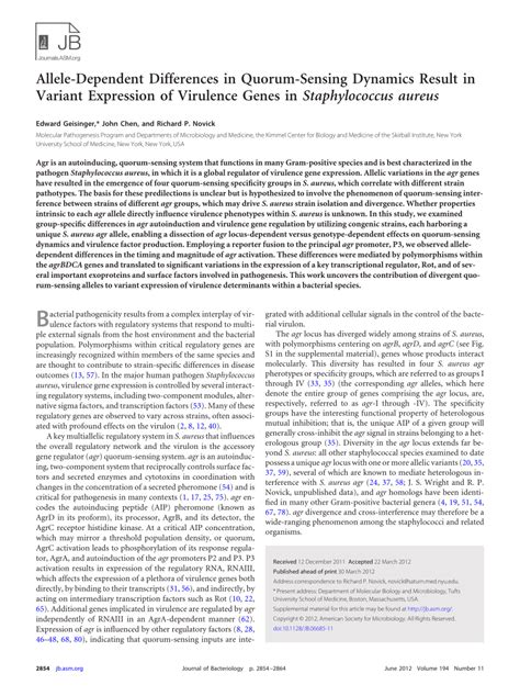 Pdf Allele Dependent Differences In Quorum Sensing Dynamics Result In Variant Expression Of