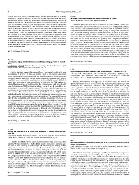 Pdf Ps3 71 High Throughput Cytokine Quantification Using Multiplex