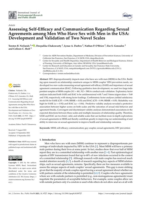 Pdf Assessing Self Efficacy And Communication Regarding Sexual Agreements Among Men Who Have
