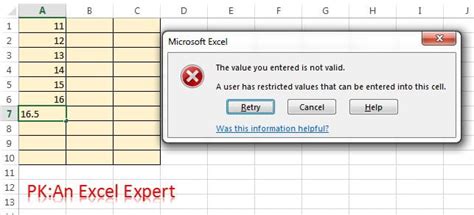 Chapter 1 Whole Number Validation Pk An Excel Expert