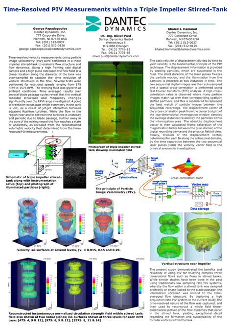 Pdf Time Resolved Piv Measurements Within A Triple Impeller Stirred Tank