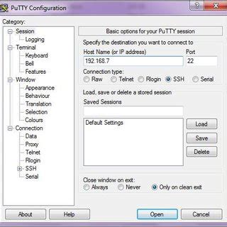 Putty Configuration Window Download Scientific Diagram