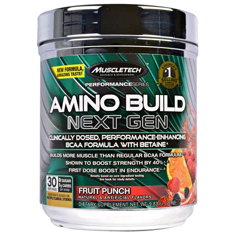 Muscletech, Amino Build Next Gen BCAA Formula With Betaine, Fruit Punch ...