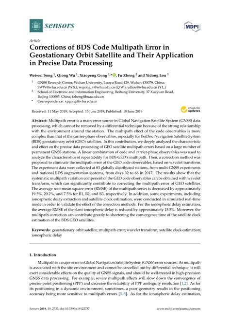 Pdf Corrections Of Bds Code Multipath Error In Geostationary Orbit