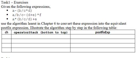 Solved Task Exercises Given The Following Expressions Chegg