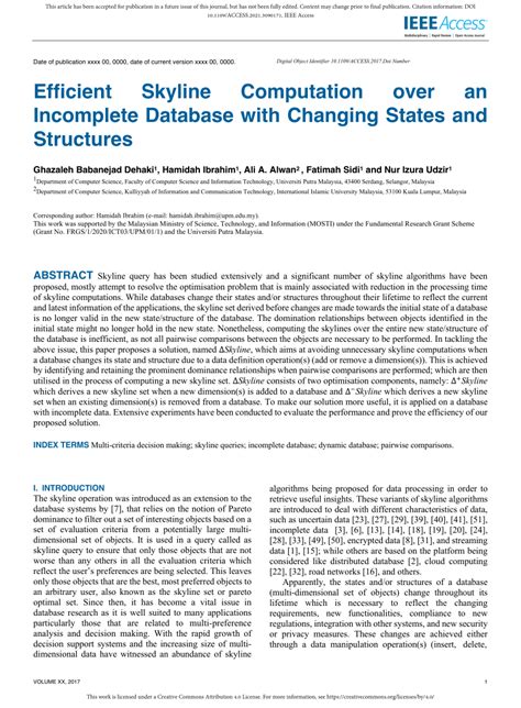 pdf efficient skyline computation over an incomplete database with